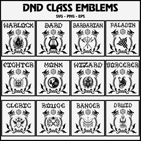 Dungeons And Dragons Logo Pack Class Symbols For Dnd Dungeons Dragons