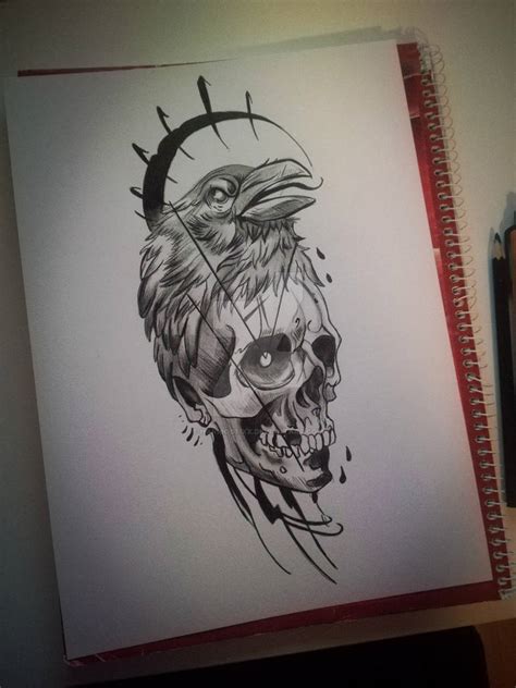 Drawing Crow And Skull Sketch By Haribostixx On Deviantart