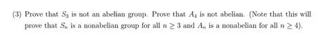 Solved 3 ﻿prove That S3 ﻿is Not An Abelian Group Prove