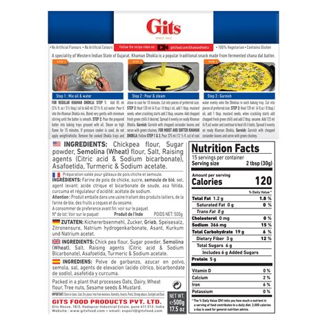 Gits Khaman Dhokla Snack Mix 17 5 Oz 500 Gm 47755