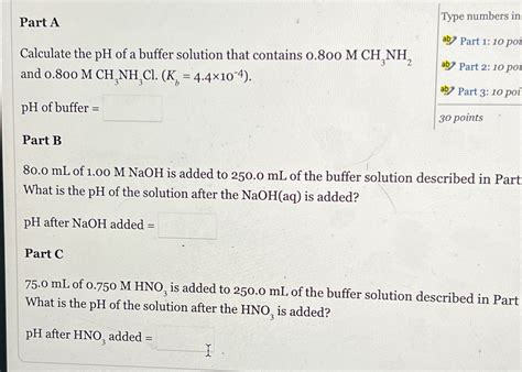 Solved Part ACalculate The PH Of A Buffer Solution That Chegg Com