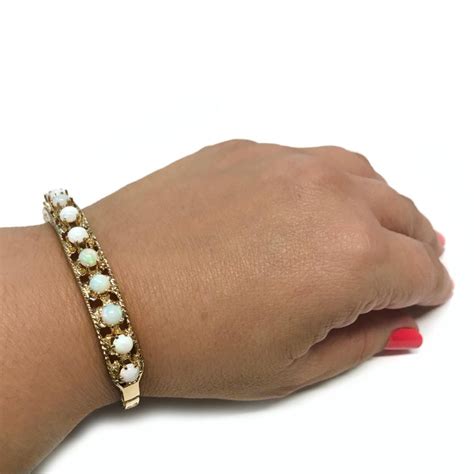 Antique 14 Karat Opal Bangle Bracelet At 1stdibs