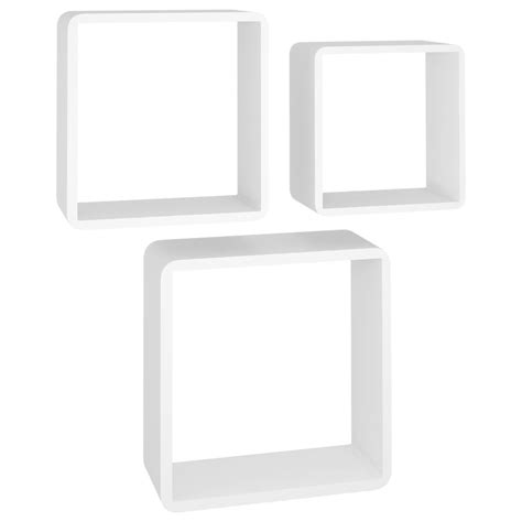 Set 3 Rafturi Cub De Perete Alb Mdf Elegant，pentru Living Mobila6224