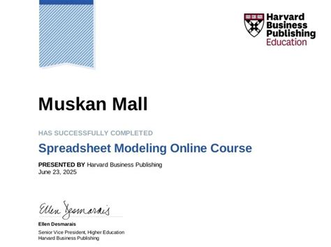 Ive Successfully Completed The Spreadsheet Modeling Online Course By