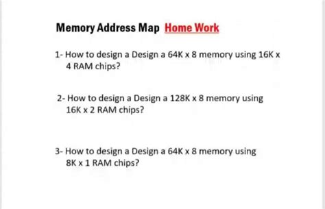 Solved Memory Address Map Home Work 1 How To Design A