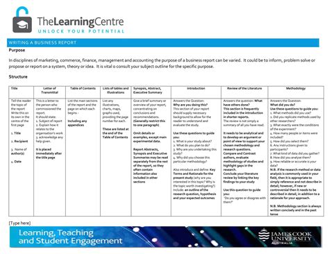 Free Printable Business Report Templates [word Excel Pdf] Example