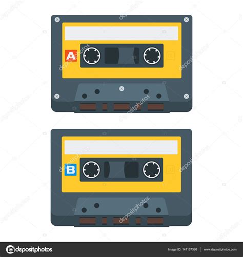 Flat Cassette Tape Icons Vector Illustration Stock Vector By