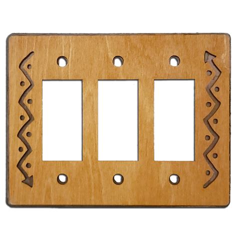 Plain Triple Rocker Gfci Arrows Metal And Wood Switch Plate Cover