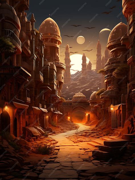 Premium Ai Image Ancient Desert City Explore The Mystique Of An