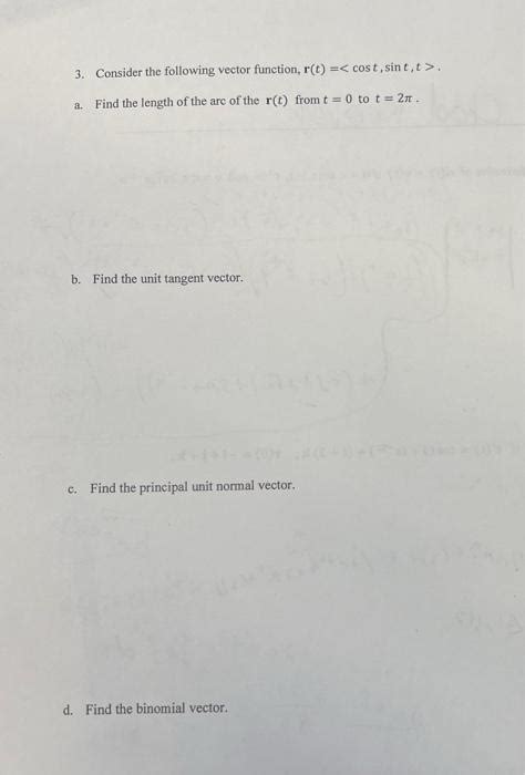 Solved Consider The Following Vector Function R T