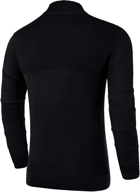 Iceglad Mens Slim Fit Mock Neck Polo Sweater Casual Long Sleeve Zip