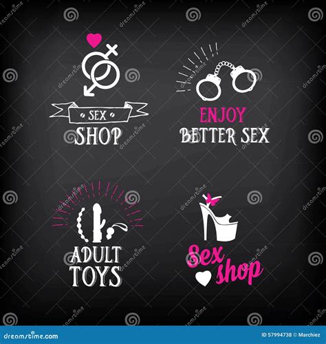 Sex Shop Logo And Badge Designvector With Graphic Stock Vector Illustration Of Toys Adult