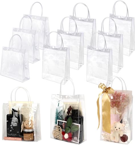 Zandfelo 16 Pcs Clear T Bags With Handle8x8x32