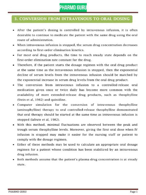 3 Conversion From Intravenous To Oral Dosing Pdf