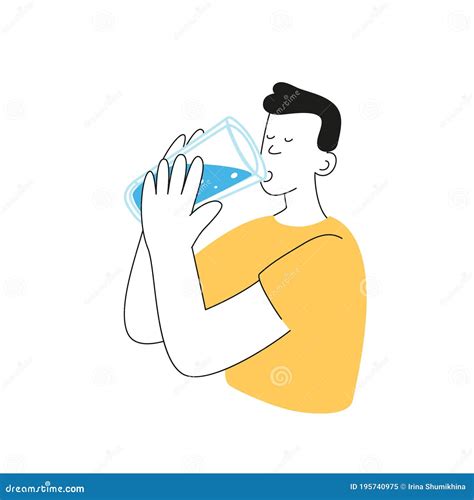 Quenching Thirst The Guy Drinks Water From A Glass Healthy Lifestyle
