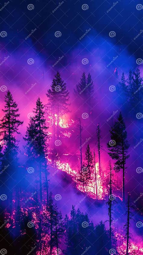Thermal Imaging Of A Forest Fire Spreading Across Dry Terrain Captured