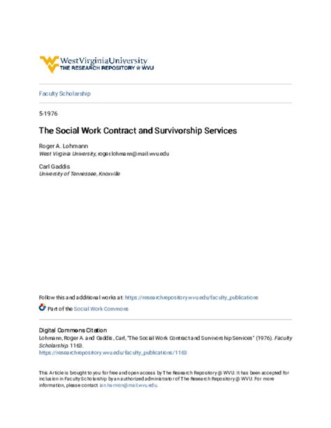 Pdf Social Work Contract And Survivorship Services
