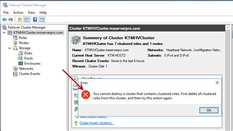 Remove A Node From A Windows Server Hyper V Cluster And Destroy A Cluster Procedure MS