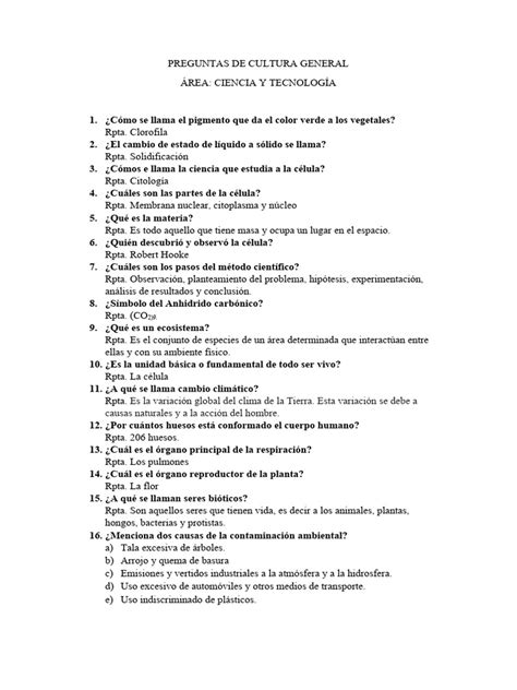 Preguntas De Cultura General Pdf