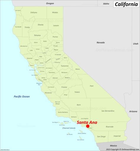 Santa Ana Location On The California Map
