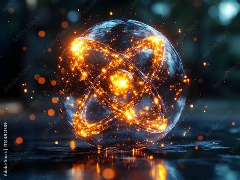 3d Representation Of A Technetium Atom Showcasing Its Electron