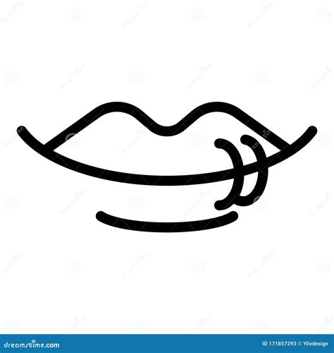 Woman Lips Piercing Icon Outline Style Stock Vector Illustration Of