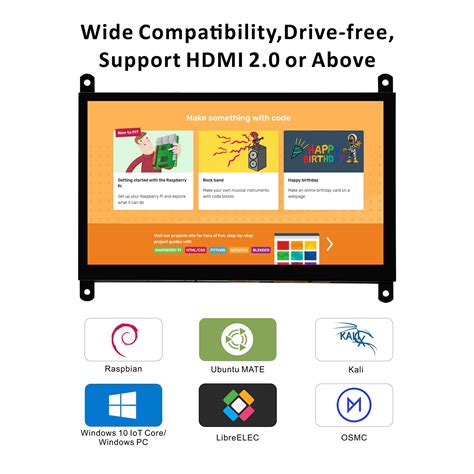 Osoyoo 7 Inch Dsi Touch Screen Lcd Display 800x480 For Raspberry Pi 4 3