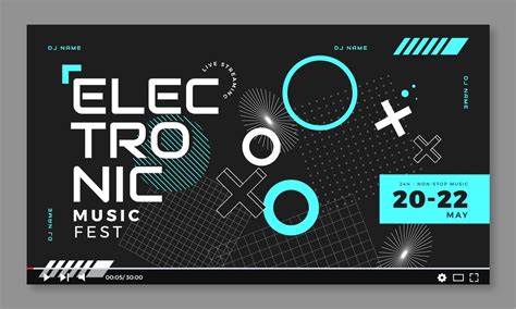 일렉트로닉 뮤직 이벤트 유튜브 썸네일 무료 벡터