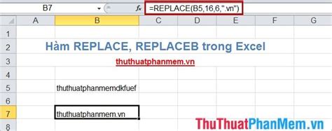 replacing text in excel with replace and replaceb functions