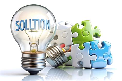 Solution Concept 3d Vector Light Bulb And Puzzle Pieces For Creative