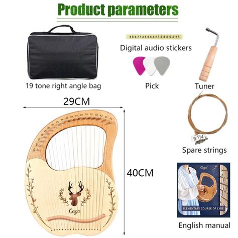 Jual Harpa Lyre 19 Strings Harpa Kecapi Dan Tuning Wrench Strings Pick