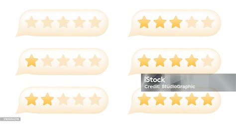 3d 버블 플랫 스타일 디자인의 5 성급 등급 벡터 별표 아이콘 세트 흰색 배경에 아이콘이 있는 배지입니다 벡터 일러스트 레이 션 3차원 형태에 대한 스톡 벡터 아트 및