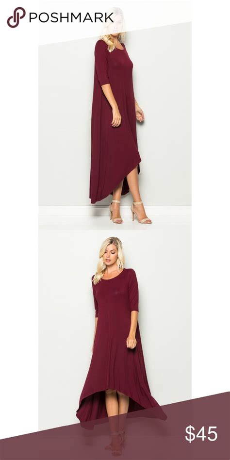 Elegant Burgundy High Low Maxi Dress