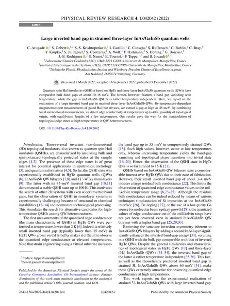 Pdf Large Inverted Band Gap In Strained Three Layer Inas Gainsb Quantum Wells
