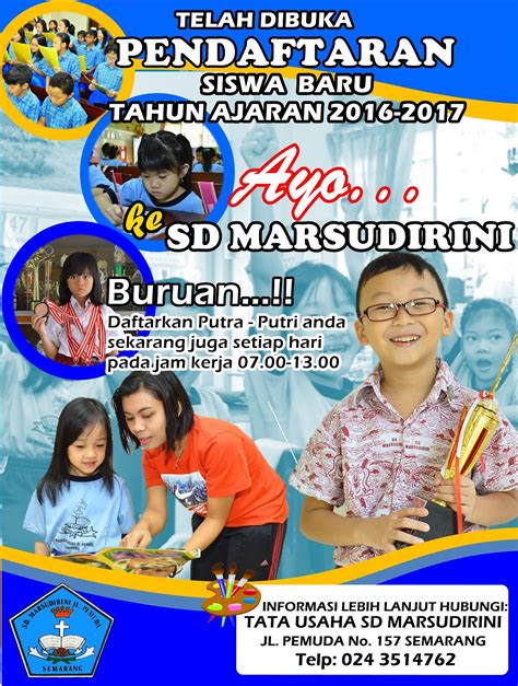 Pendaftaran Siswa Baru SD MARSUDIRINI
