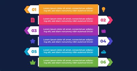 Инфографика со списком красочных бизнес стратегий Инфографика Включая красочный и презентация