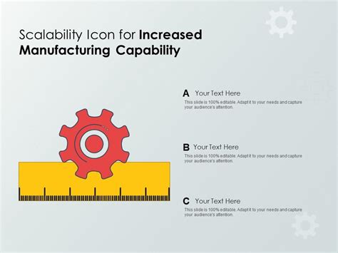 Scalability Icon For Increased Manufacturing Capability PowerPoint Design Template Sample
