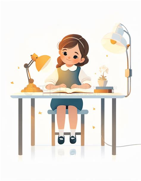 开学季ai数字艺术 开学季小女孩开着台灯在学习 插画 Ai平面元素免费下载png格式2688像素编号70914775 千图网