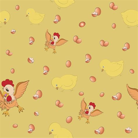 Premium Vector Chicken And Chick And Egg Pattern Seamless Vector On