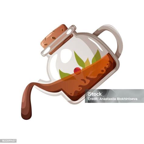 잎 차가 있는 현대 유리 찻주전자 주전자가 차를 따른다 메뉴 포장 및 라벨 디자인 0명에 대한 스톡 벡터 아트 및 기타 이미지