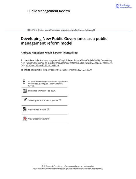 Pdf Developing New Public Governance As A Public Management Reform Model