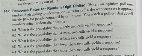 solved 14 6 response rates for random digit dialing when an