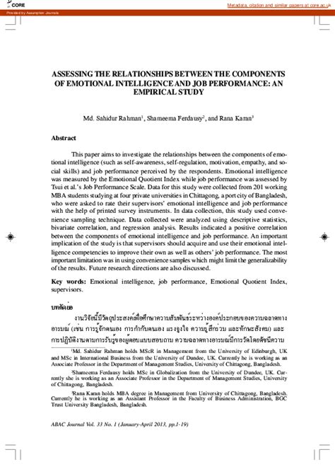 Pdf Assessing The Relationships Between The Components Of Emotional