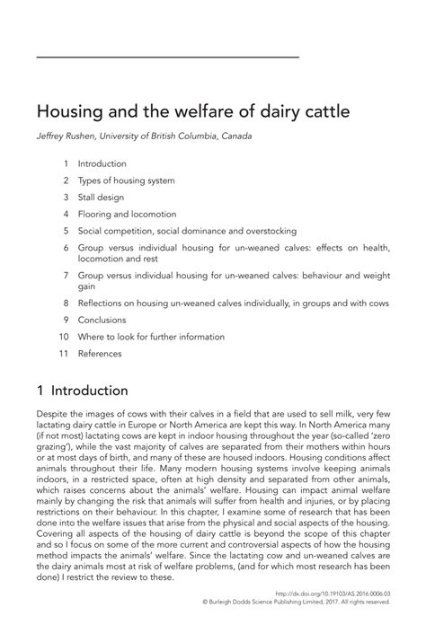 Pdf Housing And The Welfare Of Dairy Cattle
