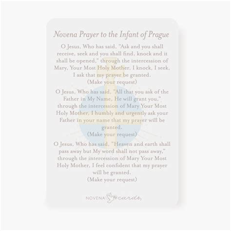 Infant Of Prague Novena Prayer Card Blue Crossroads Collective