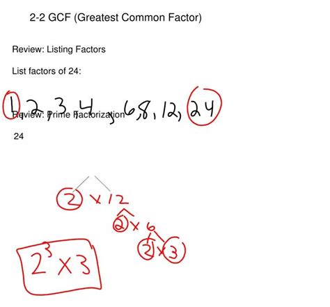 Greatest Common Factor List