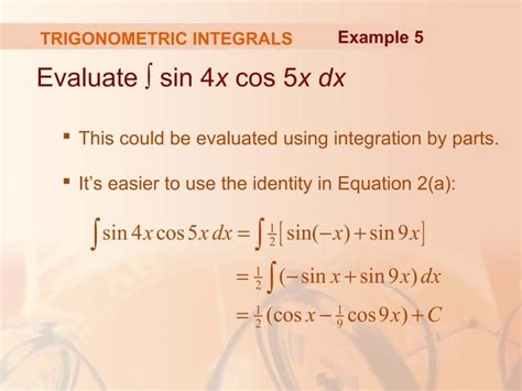 Special Trigonometric Integrals Ppt