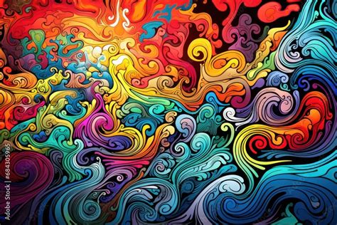 Psychedelic Abstract Art With Vibrant Swirls And Hypnotic Patterns Stock Illustration Adobe Stock