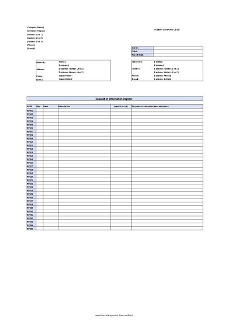 rfi register free excel template in 2021 project management