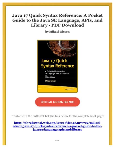 pdf java 17 quick syntax reference a pocket guide to the java se